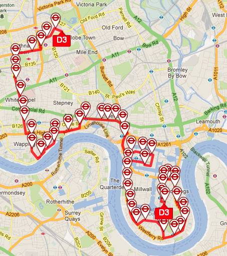 London buses one bus at a time: the return: The D3 Route