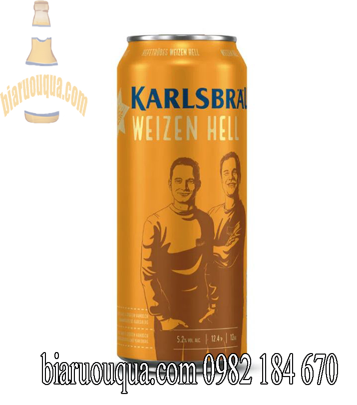 Bia Karlsbrau Weizen Hell 5.2% thùng 24 lon 500ml