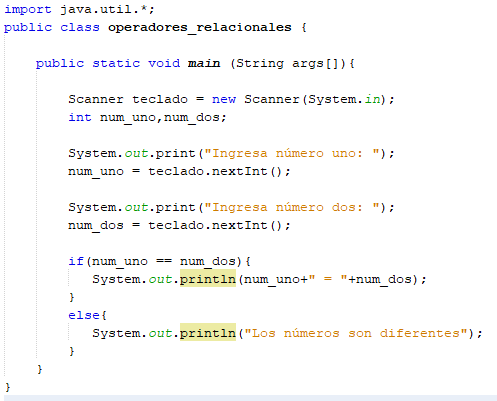 Operadores Relacionales en Java