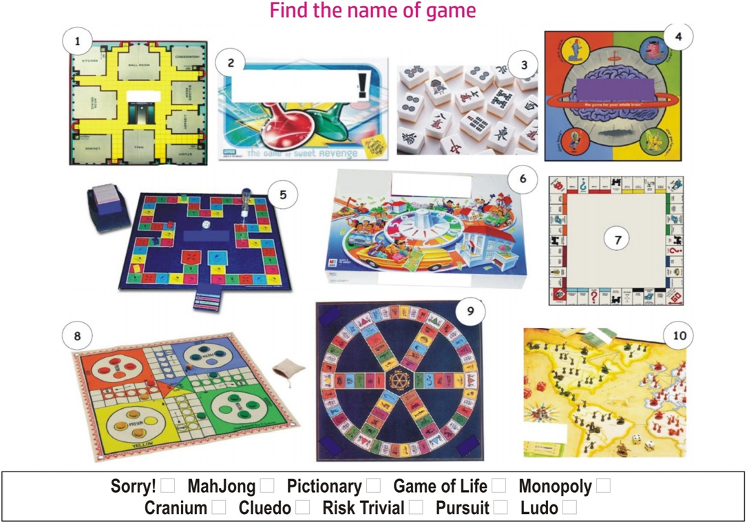 worksheets: Find The Name Of The Game