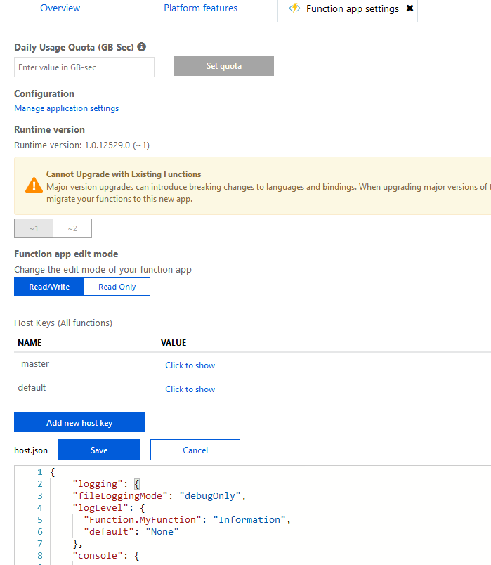 Sadomovalex S Blog Problem With Not Editable Host Json File For Azure Function App