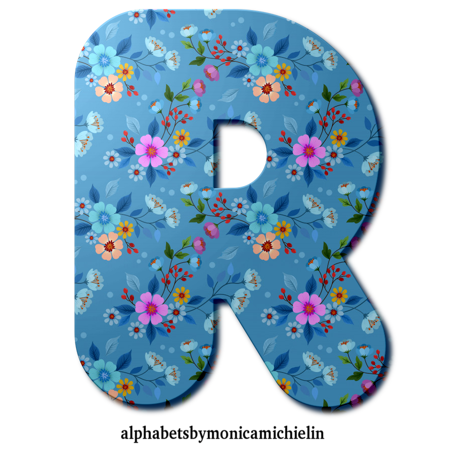 Monica Michielin Alphabets: SOFT BLUE FLORAL SEAMLESS TEXTURE ALPHABET PNG
