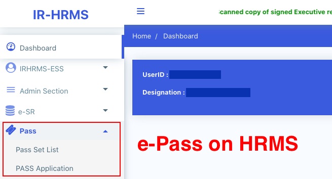 hrms login railway employee E-Pass PTO hrms.indianrail.gov.in/HRMS Process