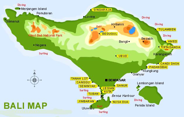Bali Tourism Map ~ Bali Tourism Map