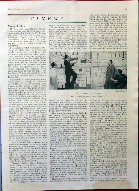 Filmic Light - Snow White Archive: 1937 Time Magazine