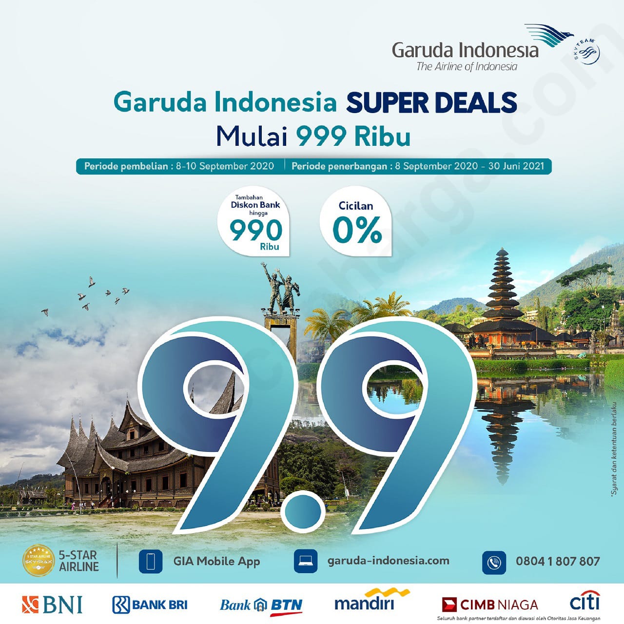 Garuda Indonesia Promo Super Deal 9.9 Mulai Rp 999.000 + Diskon Bank ...