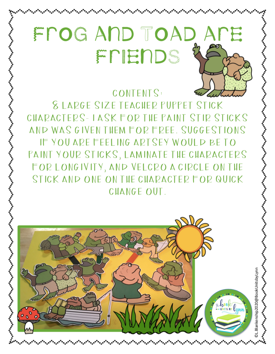FROG AND TOAD ARE FRIENDS TEACHER PUPPET STICKS ~ Book Units by Lynn