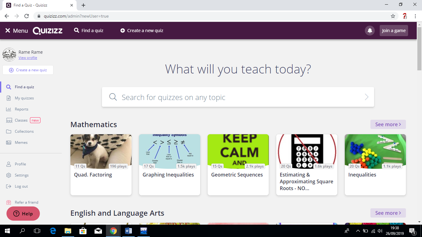 Membangun E-learning dengan Quizizz - RameRame