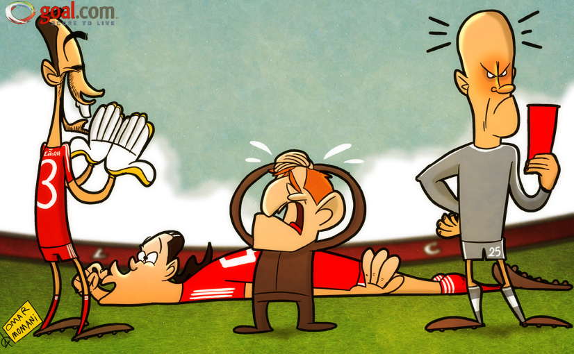 Omar Momani cartoons: Liverpool trip up after comedy of errors