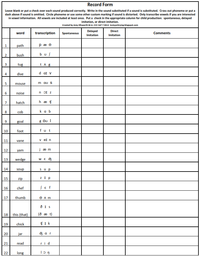 Testy yet trying: Free Simple Articulation Screening Tool