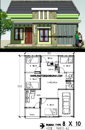 Jual Desain Rumah Type 80 Kode 810A2 - JUAL DAN JASA DESAIN RUMAH