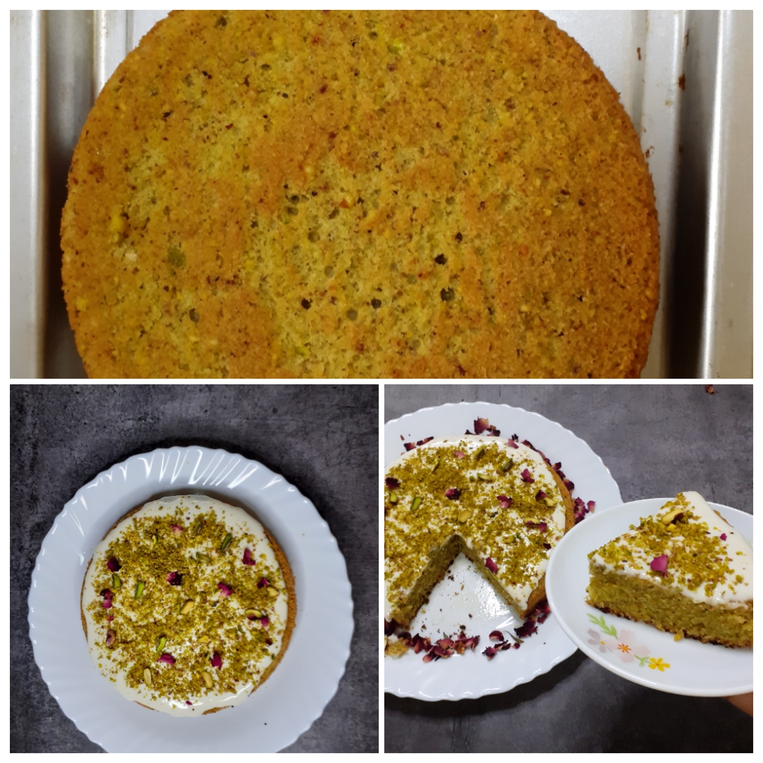 Rajjo's Kitchenn: PISTACHIO CAKE / PISTA CAKE WITH WHITE CHOCOLATE GLAZE