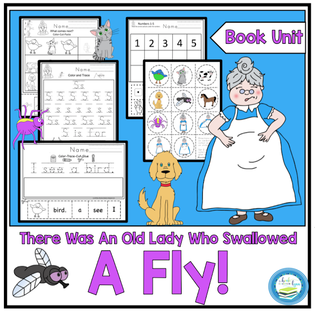 THERE WAS AN OLD LADY WHO SWALLOWED A FLY! BOOK UNIT ~ Book Units by Lynn