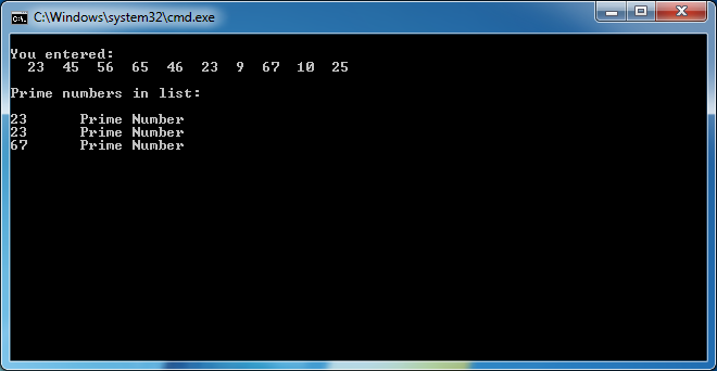 Code Box C++: Program to find prime numbers in a array list