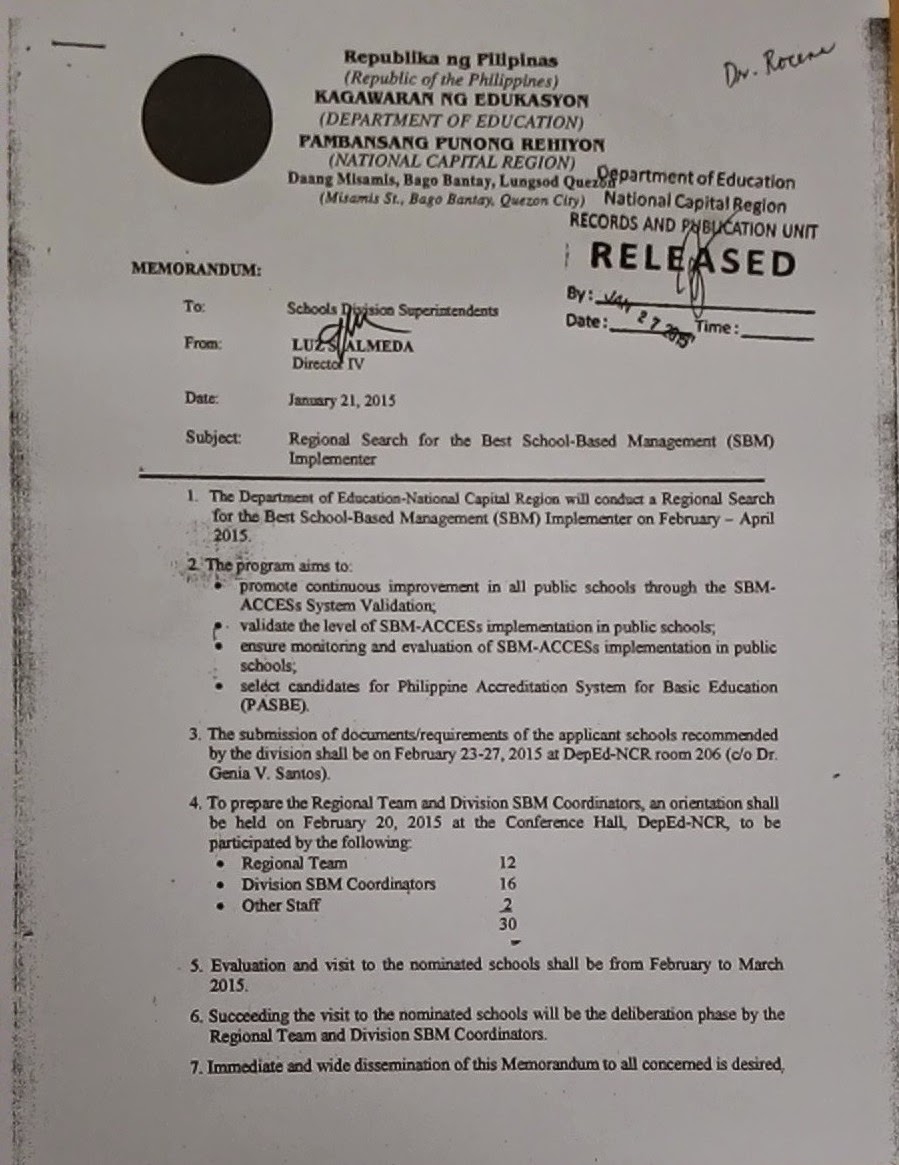 Department of Education Manila: Division Memorandum No. 71 - SUBMISSION ...