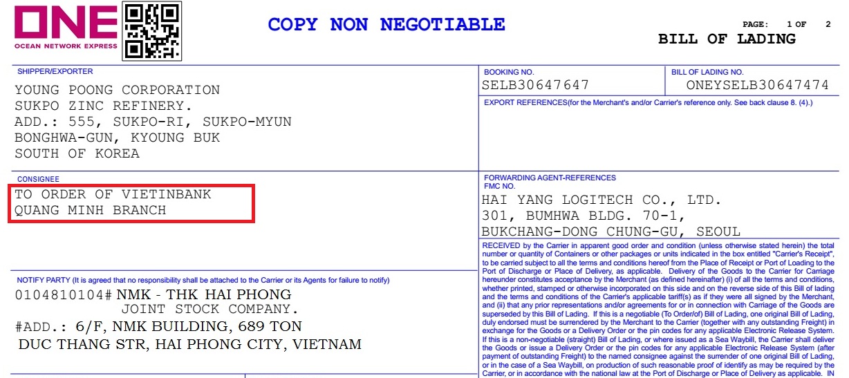 Vận đơn theo lệnh (To Order Bill Of Lading), ký hậu vận đơn là gì?