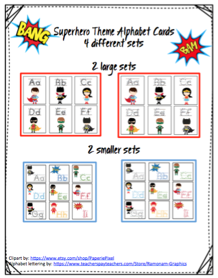Superhero Theme Alphabet Cards ~ Preschool Printables