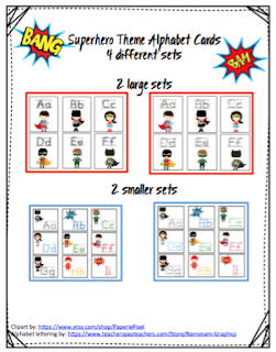 Superhero Theme Alphabet Cards ~ Preschool Printables