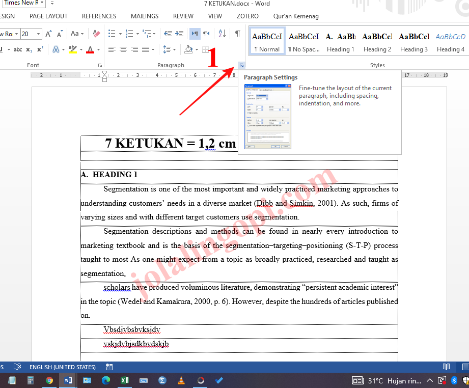 4 Langkah Mudah Mengatur Paragraf 7 Ketukan di Ms Word - Campusnesia.co.id