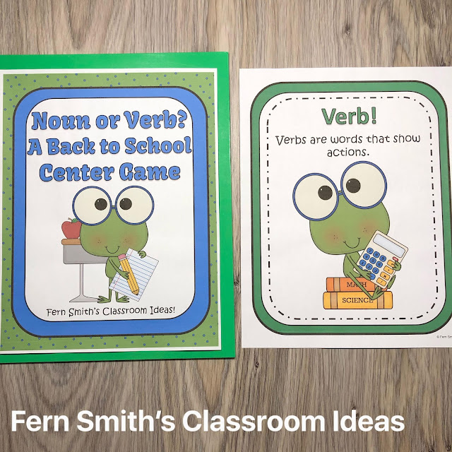 Grab This Back to School Noun or Verb? Center Games Resource For Your ...