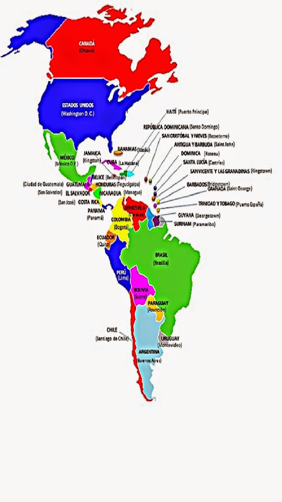 Mapa Fisico Politico Del Continente Americano Con Nombres