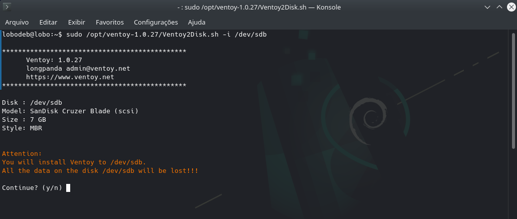 Ventoy com interface gráfica GTK/Qt para Linux