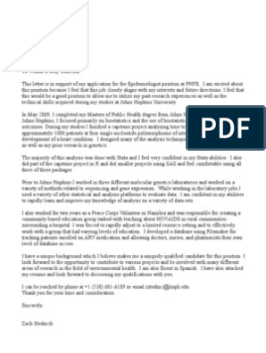 Epidemiologist Cover Letter ~ Resume Letter