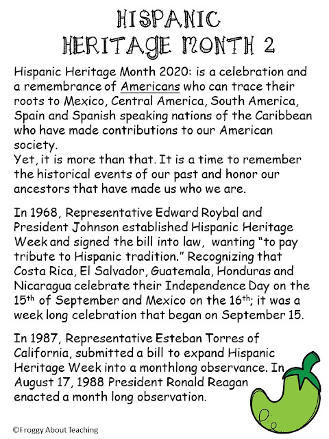 FROGGY ABOUT TEACHING : Hispanic Heritage Month 2