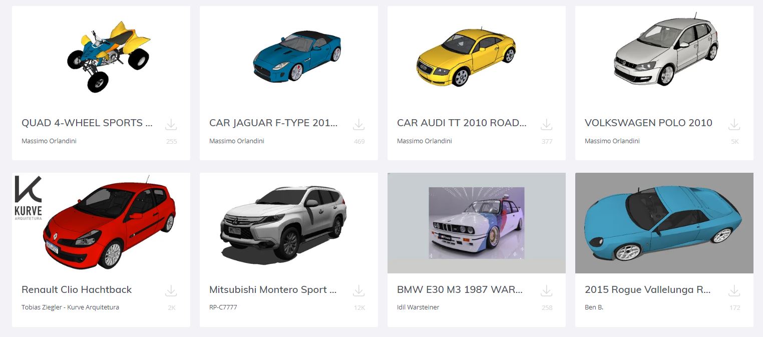 13. Car Collection Free Sketchup Model