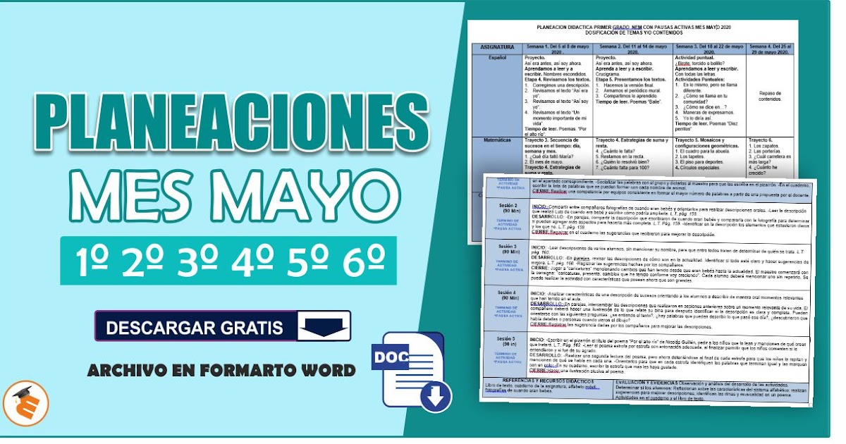 Material Educativo: Planeaciones Didácticas mes Mayo 1º 2º 3º 4º 5º 6º ...