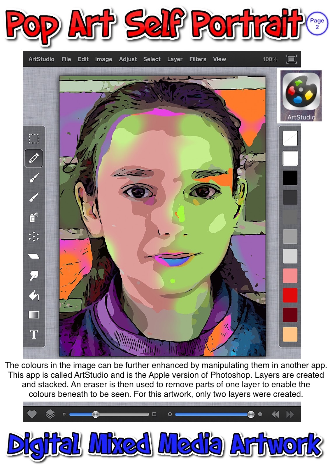 POP ART SELF PORTRAIT - Digital Mixed Media Artwork - All Instructions