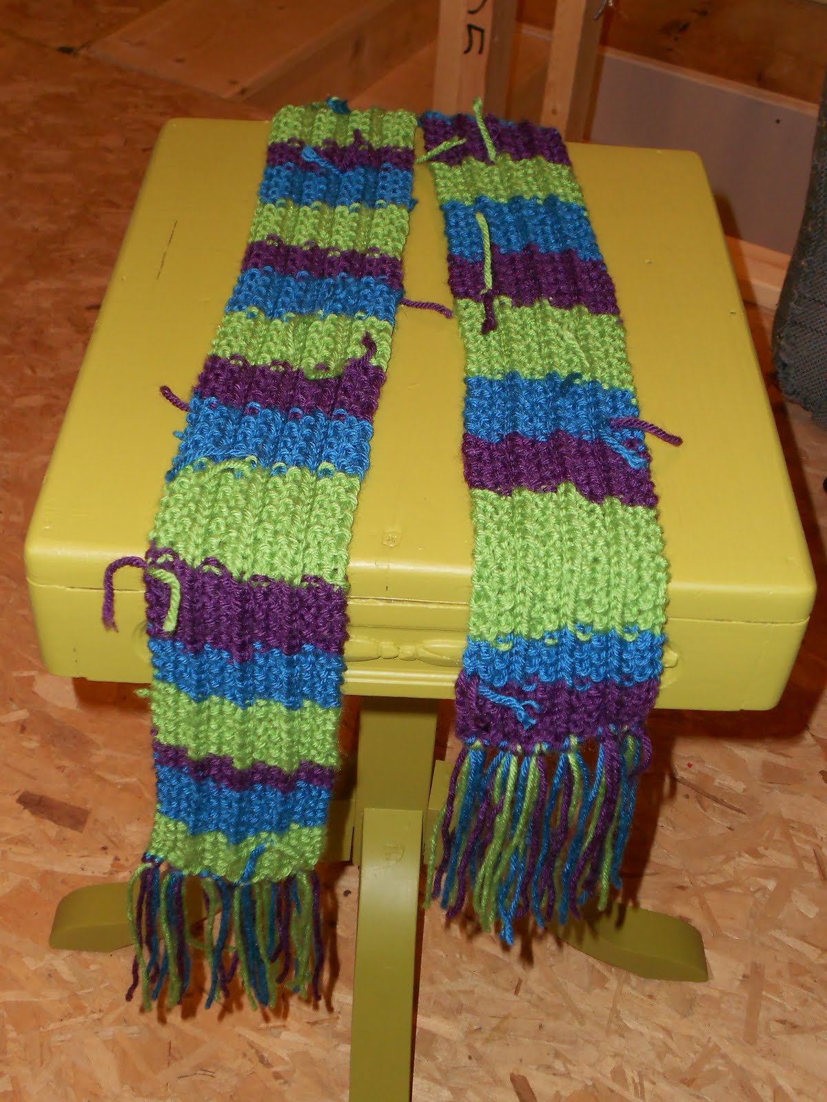 Lord Ozwald's Curious Goods: Scrap Scarf (purple, blue, green)