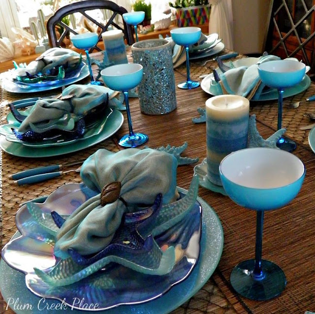 Plum Creek Place: Blue on Blue Seascape Table Setting