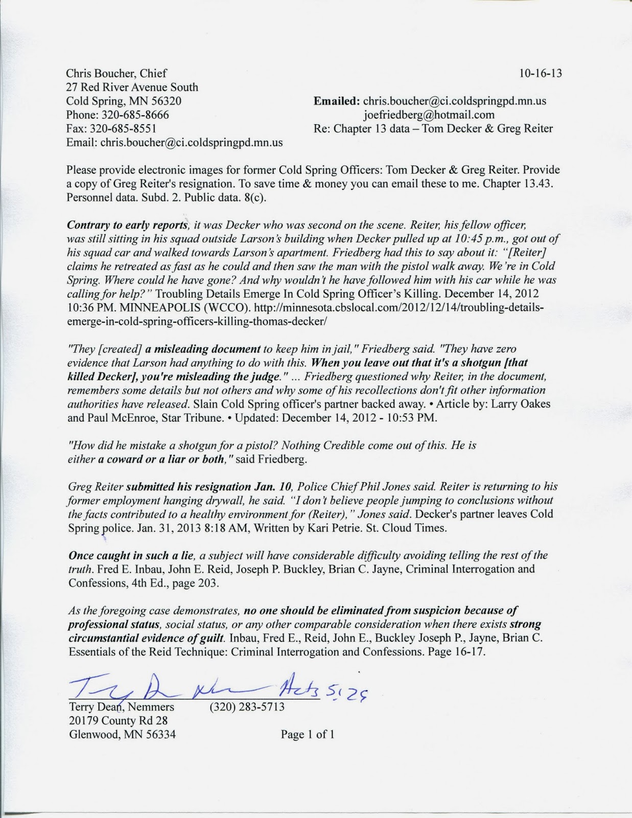 Lion News: Cover-Up In Officer Tom Decker Murder? Disloyal Partner Greg ...