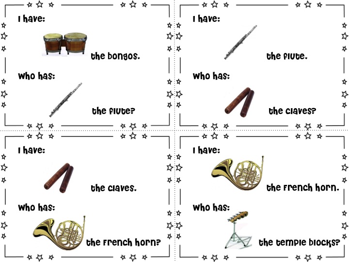 Instrument Flashcards and a Bundle with "I Have/Who Has" Instrument ...