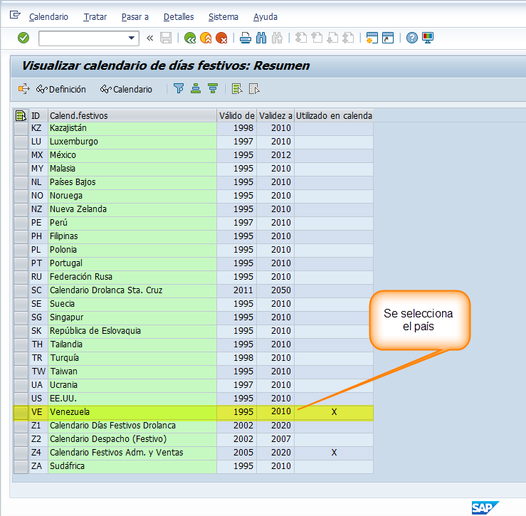 SAP Integral: Actualización Calendario SAP