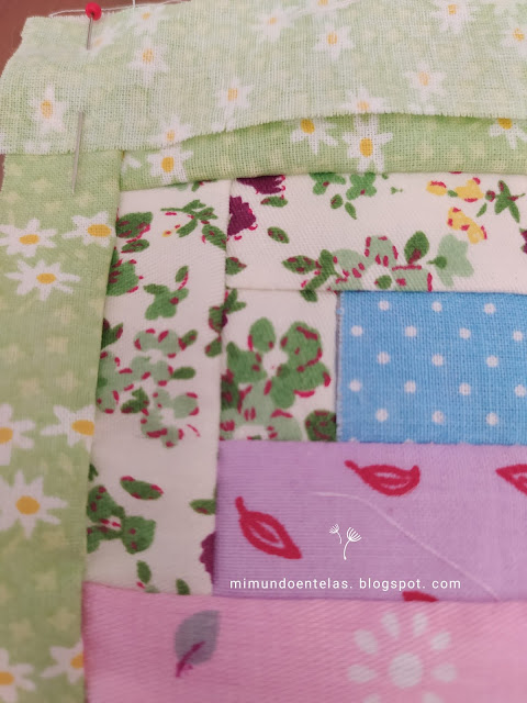 mimundoentelas.com: PATCHWORK: bloque de log cabin paso a paso