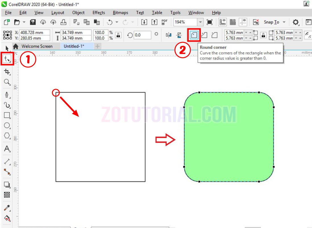 4 Cara Membuat Sudut Tumpul dan Cekung di CorelDRAW - zotutorial