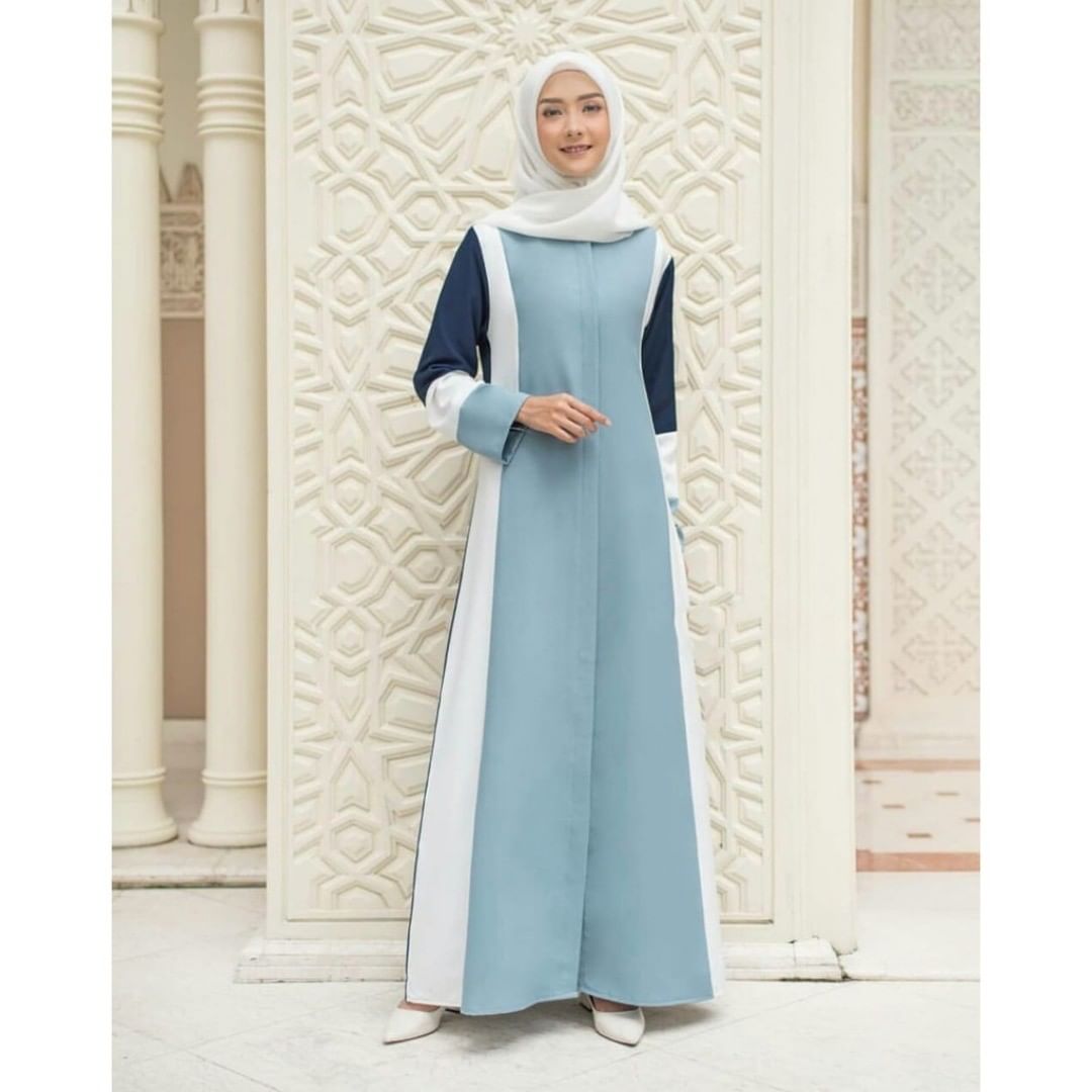 Model Gamis Kombinasi Polos Modern Terbaru 2020