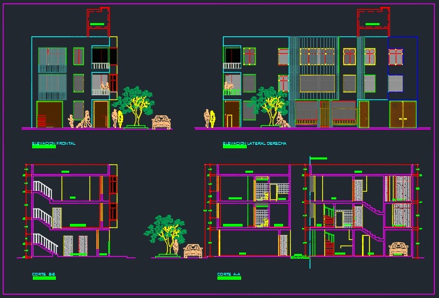 Descargar Planos En Autocad Dwg Plano Vivienda Y Comercio De 8mx20m Dwg