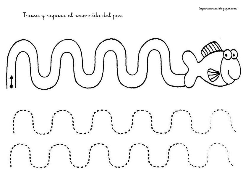 Pez Trazos Trazo Preescolar Grafomotricidad Curvo Peces Fichas ...