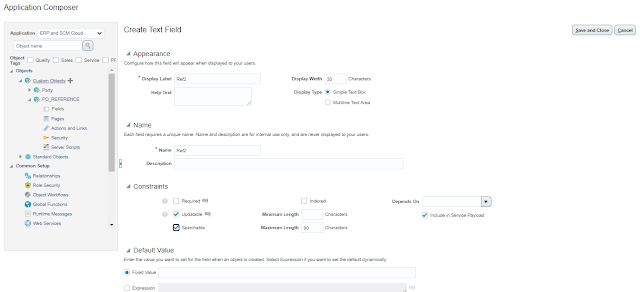 Oracle Application: Oracle Fusion Application Composer: How to create a custom object and page