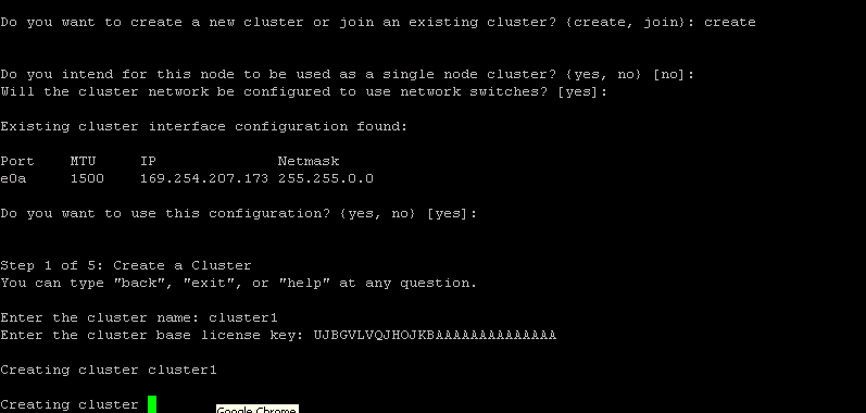 Netapp Library: Cluster Setup