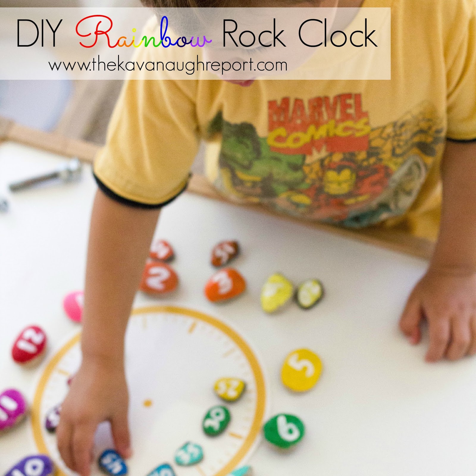 DIY Rainbow Rock Clock for Preschoolers