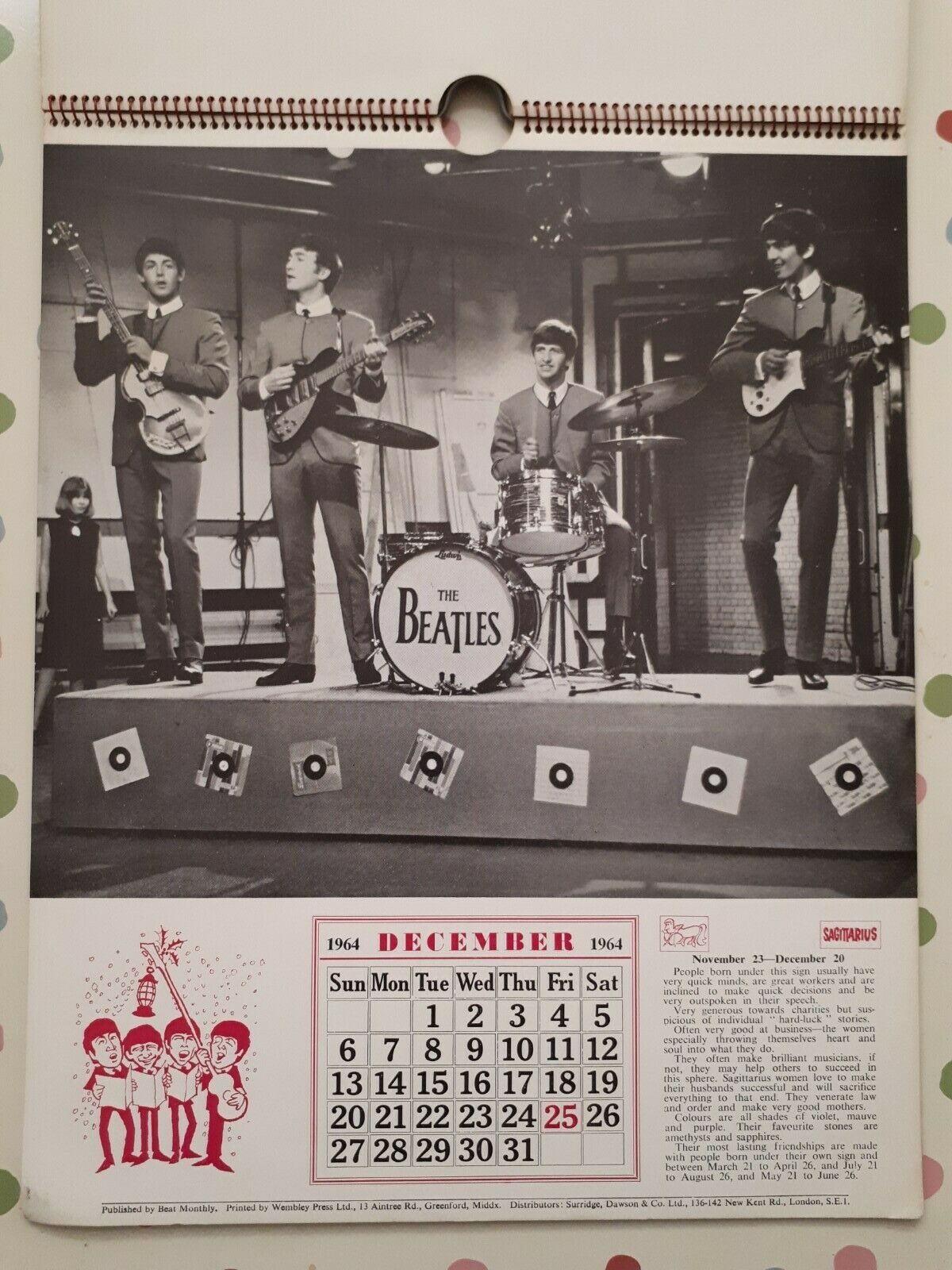 Artifact: Official 1964 Beatles calendar, UK