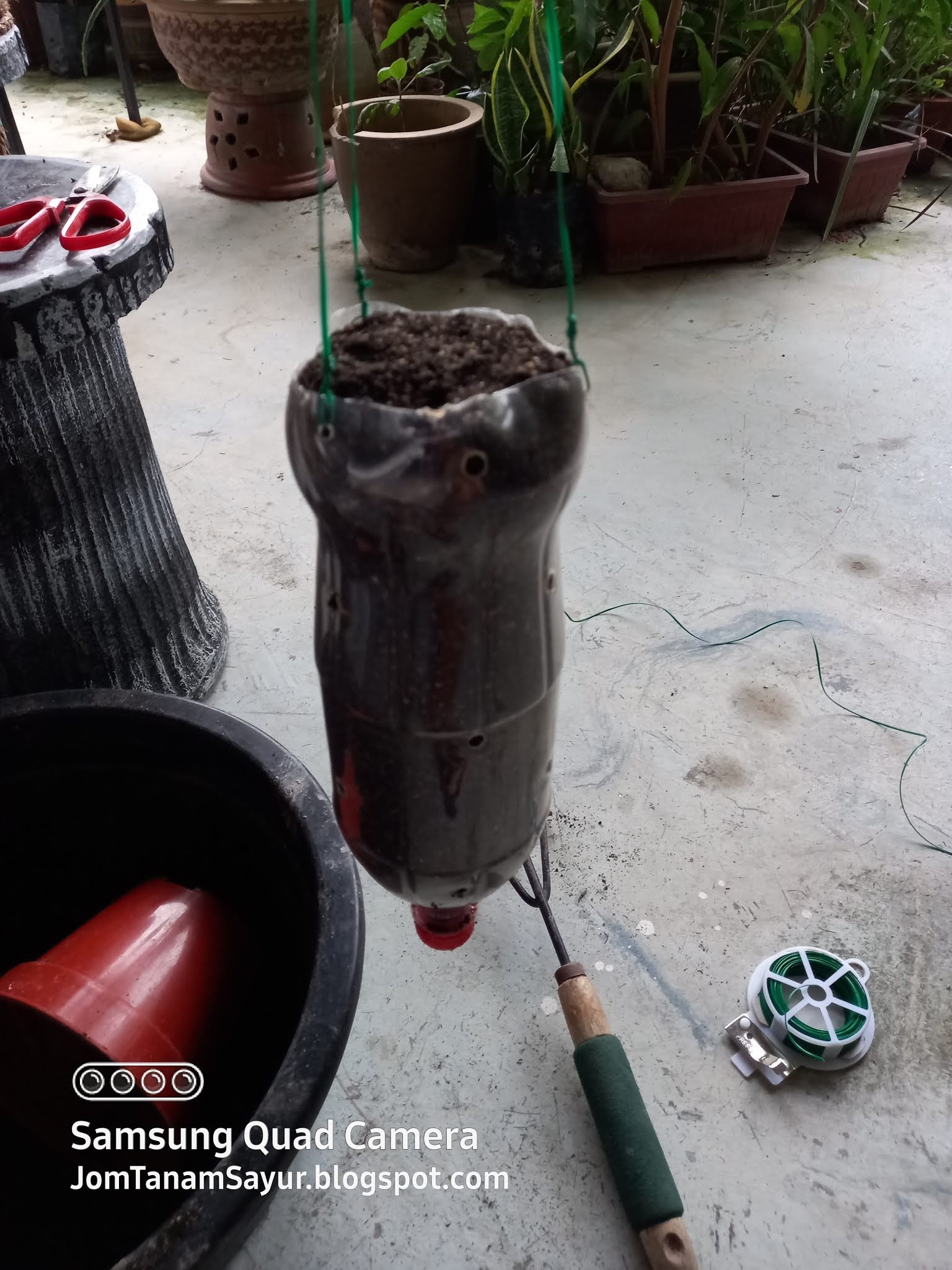 Jom Tanam Sayur ( JTS ) : DIY : Pasu Gantung Pokok Bunga dari Botol ...