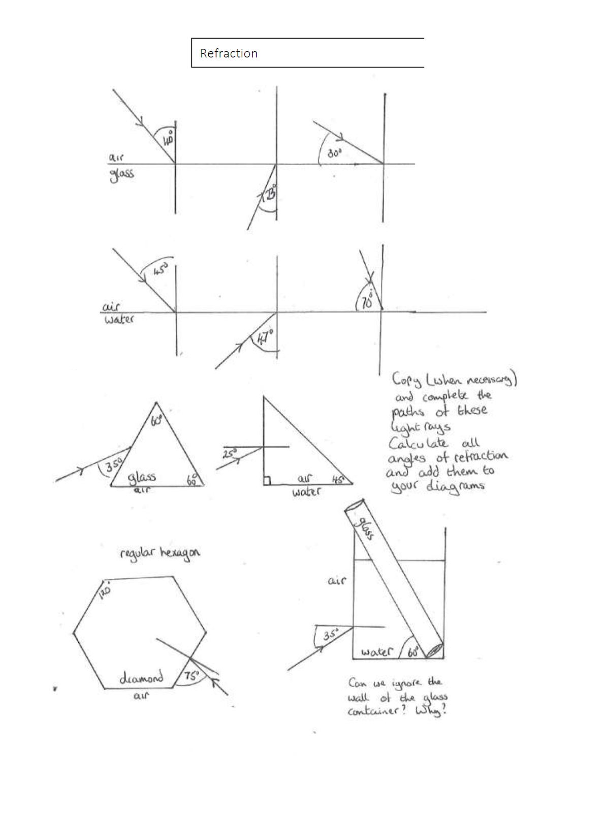 Mr Lloyd's Interactive Board: Refraction Exercise