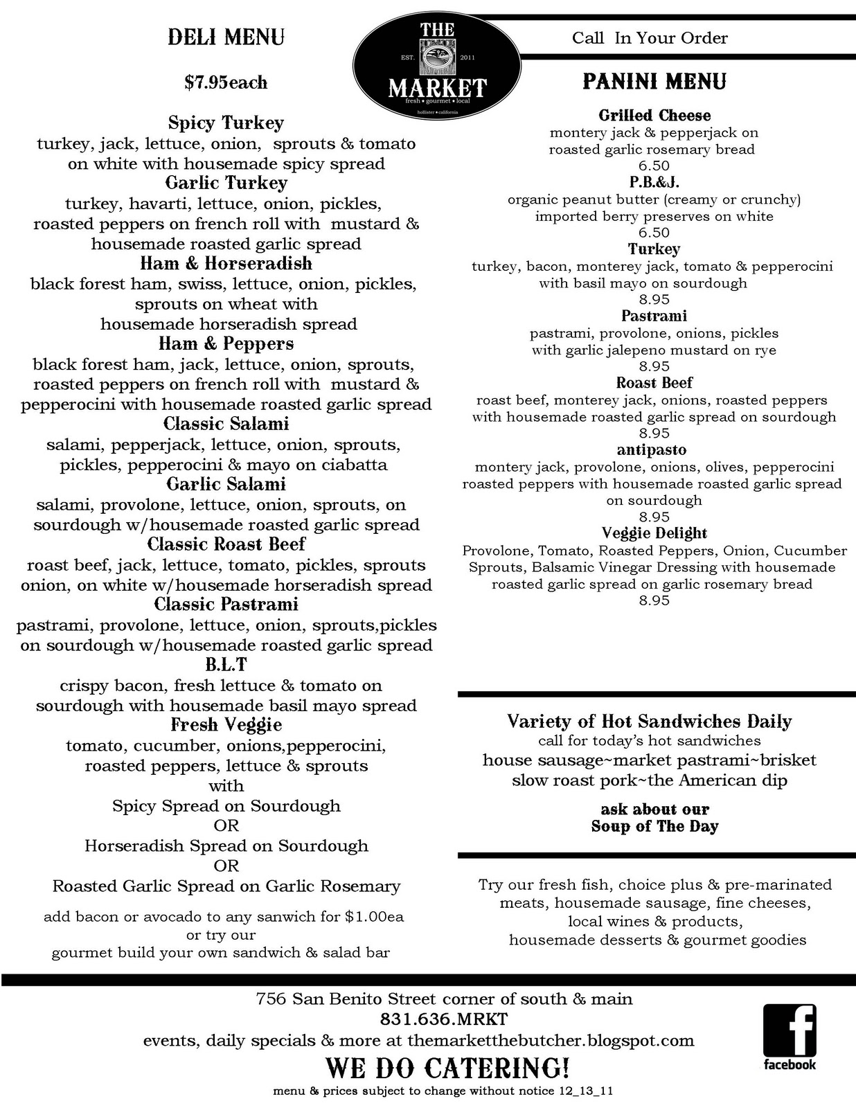 The Market & The Butcher Shop: Have You Seen Our New Lunch Menu.....