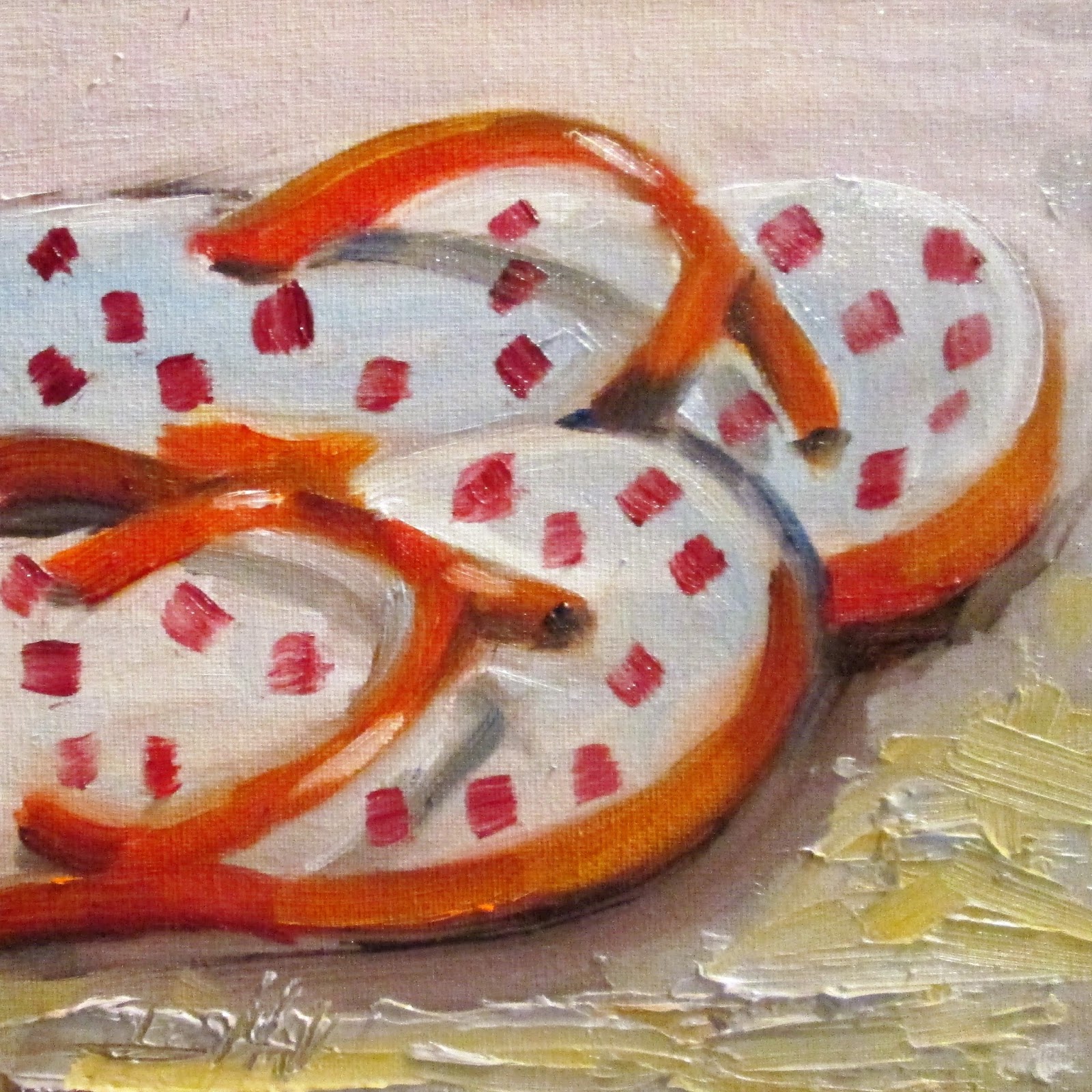 Painting of the Day, Daily Paintings by Delilah: Flip Flops