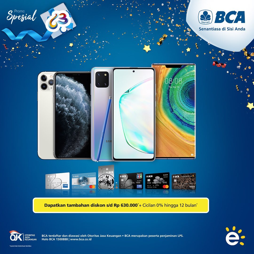 Erafone Promo HUT BCA 63 Special DISKON hingga Rp 630 RIBU + Cicilan 0% ...